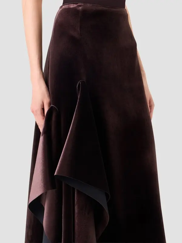 Akris Velvet Neoprene Asymmetric Midi Skirt