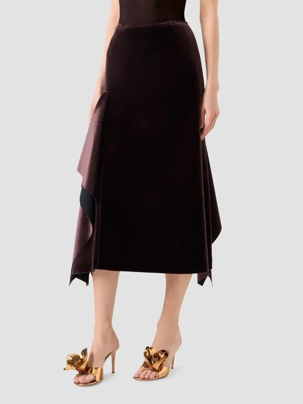 Akris Velvet Neoprene Asymmetric Midi Skirt