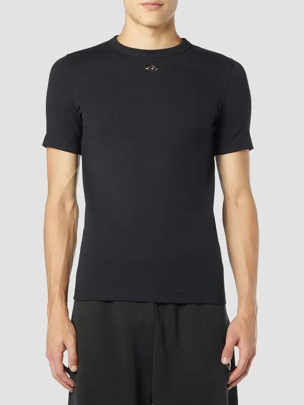 DIESEL® Logo Ribbed Stretch-cotton T-shirt