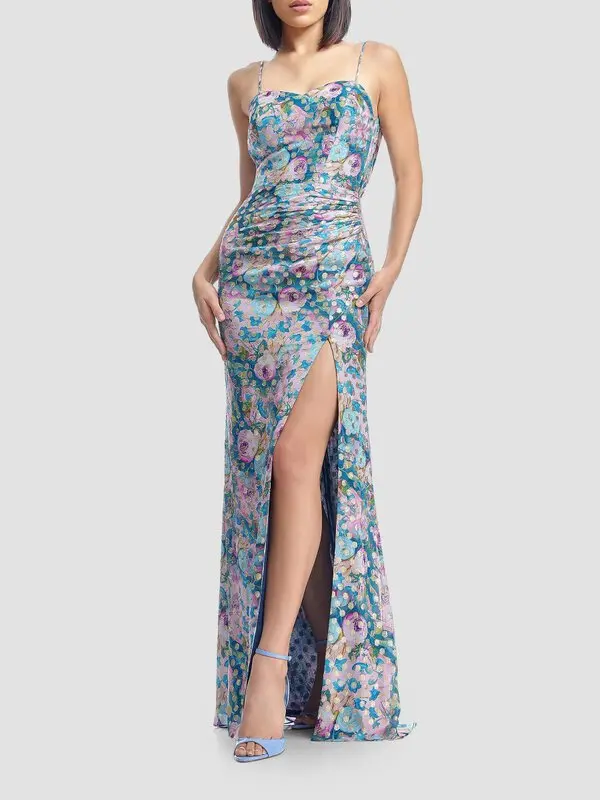 Dress The Population Drae Metallic Draped Gown
