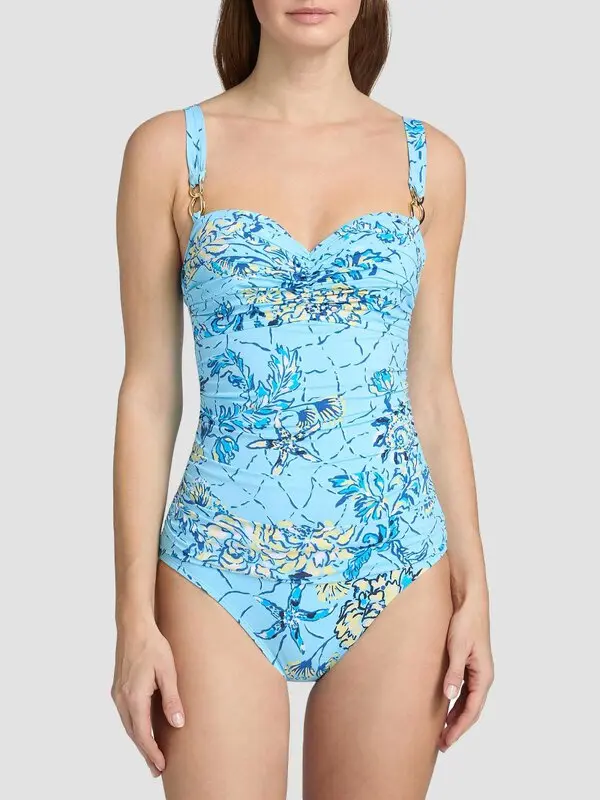 Lilly Pulitzer® Solaria Ruched One-piece Swimsuit - Blue Multi