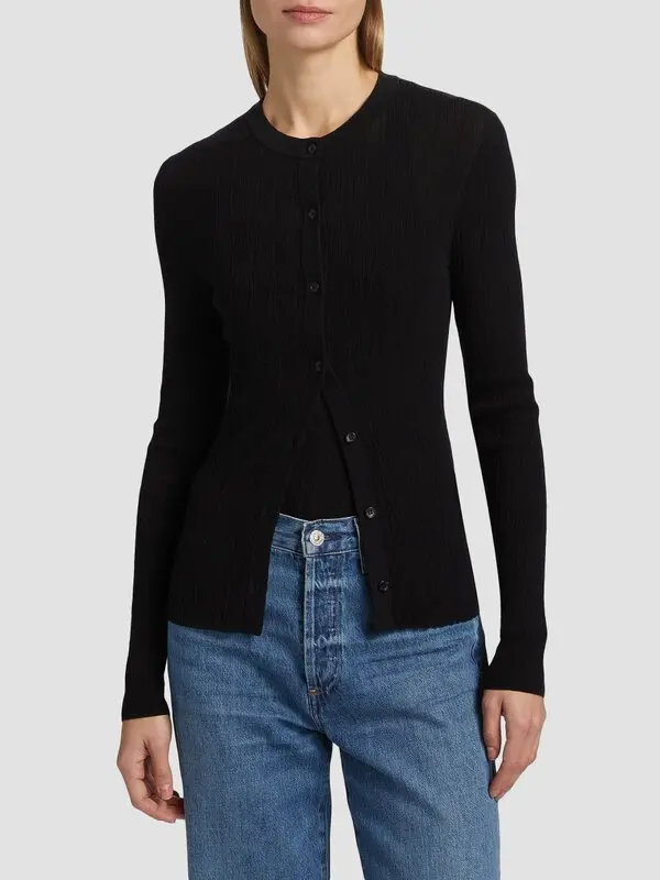 A.L.C. Fisher Cotton-blend Button-front Cardigan - Black