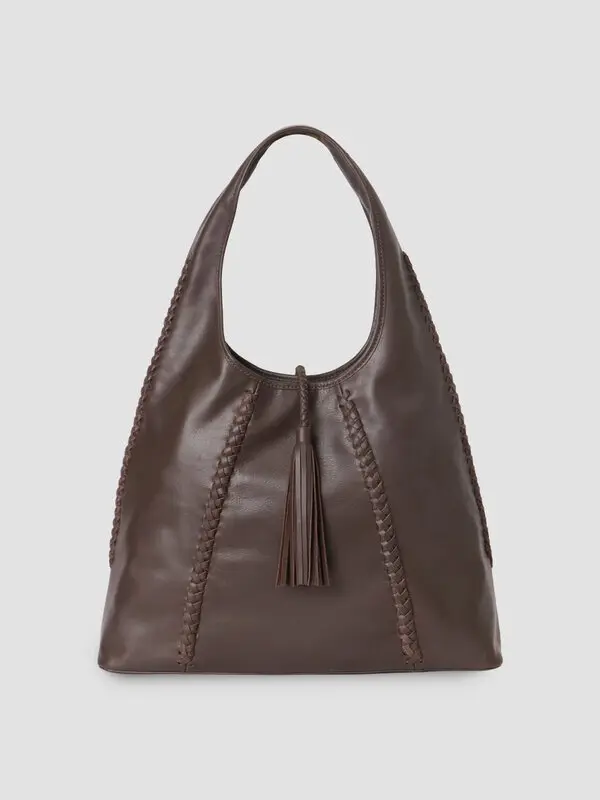 BTB LOS ANGELES Piper Tassel Leather Tote - Chocolate
