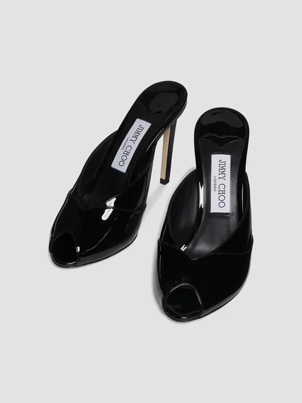 JIMMY CHOO Brigitte 100mm Patent Leather Mules - Black