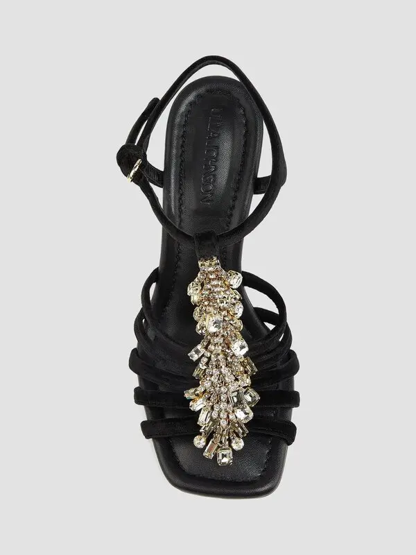 Ulla Johnson Bianca 100mm Embellished Velvet T-strap Sandals
