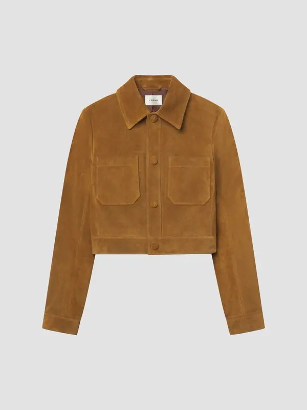 FRAME The Suede Spread-collar Jacket - Saddle