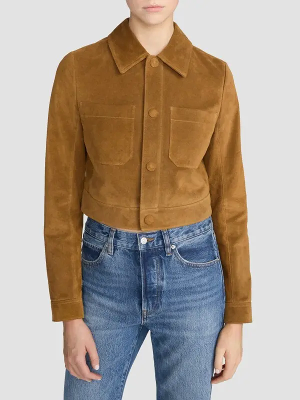 FRAME The Suede Spread-collar Jacket