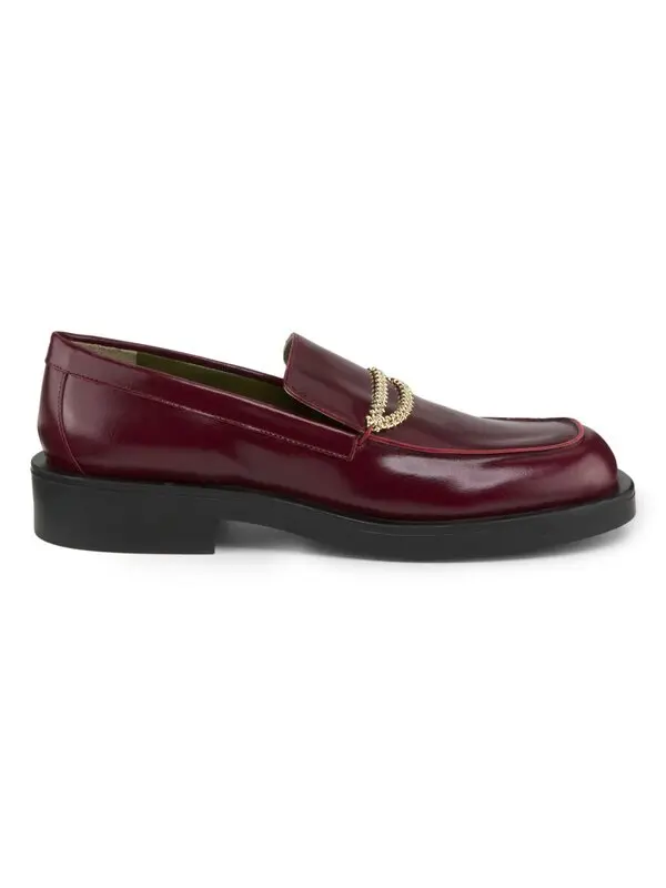 MARIA LUCA Noemi Leather Chain Loafers - Dark Red