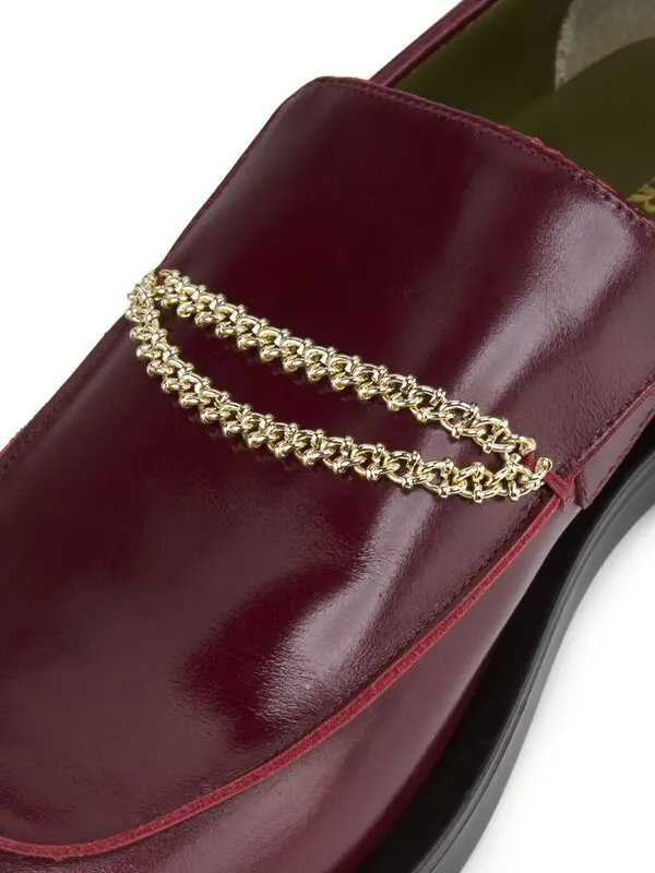 MARIA LUCA Noemi Leather Chain Loafers - Dark Red