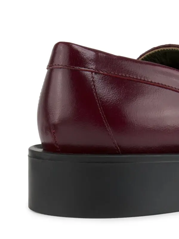 MARIA LUCA Noemi Leather Chain Loafers - Dark Red