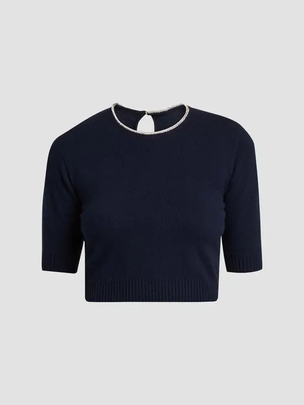Giorgio Armani Cashmere Contrast Neck Sweater - Outer Space