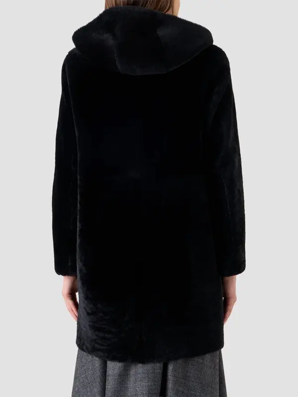 Akris Oxana Leather & Shearling Reversible Hooded Coat