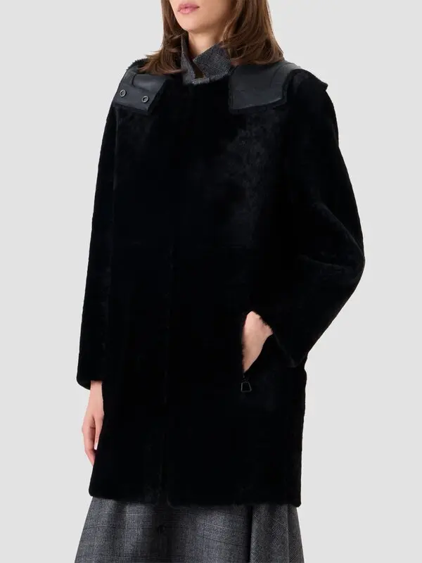 Akris Oxana Leather & Shearling Reversible Hooded Coat