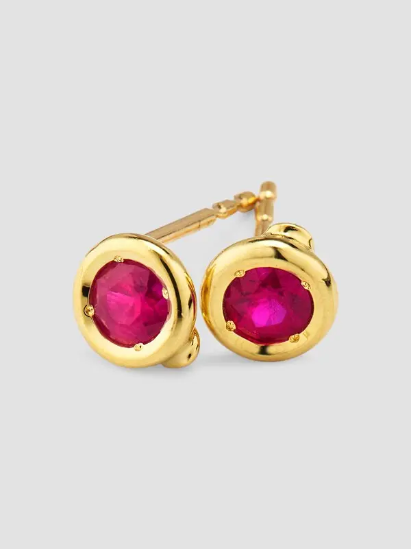 Roberto Coin 18k Yellow Gold Tiny Stud Earrings - Ruby