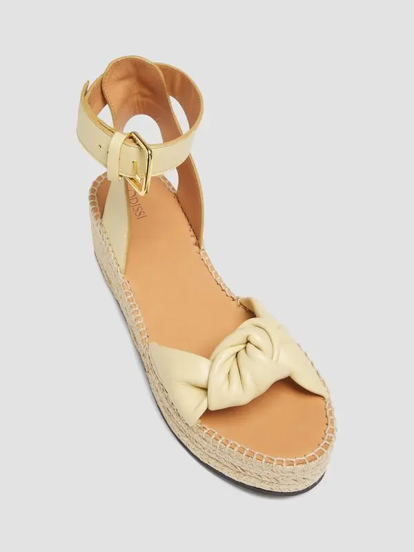 ODISSI Bella Knotted Leather Espadrille Sandals