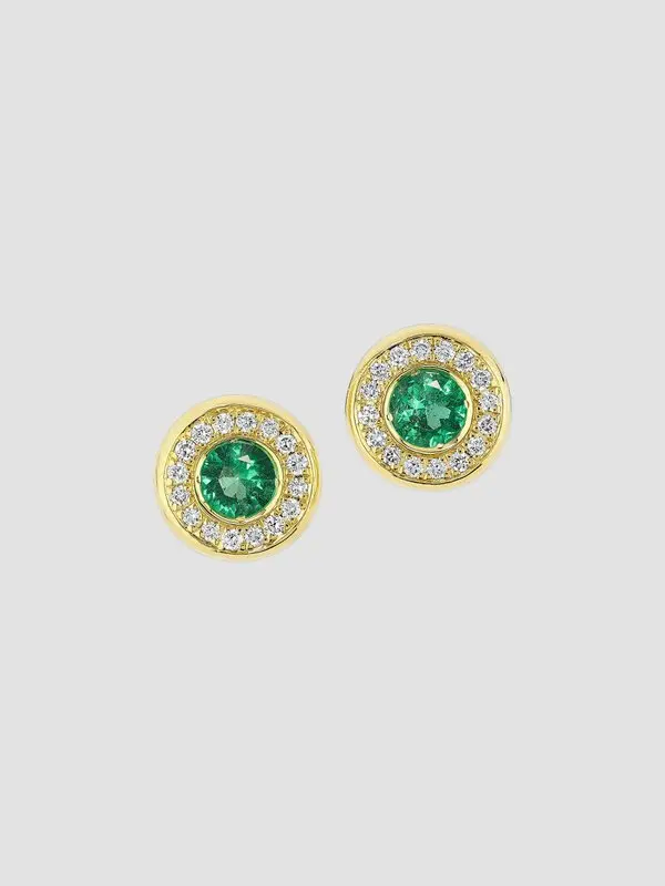 Roberto Coin 18k Gold Stud Earrings - Emerald