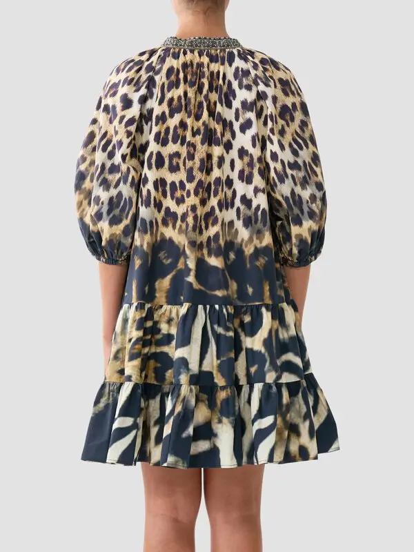 Camilla Leotigra Land Puff Sleeve Mini Shirtdress - Beige