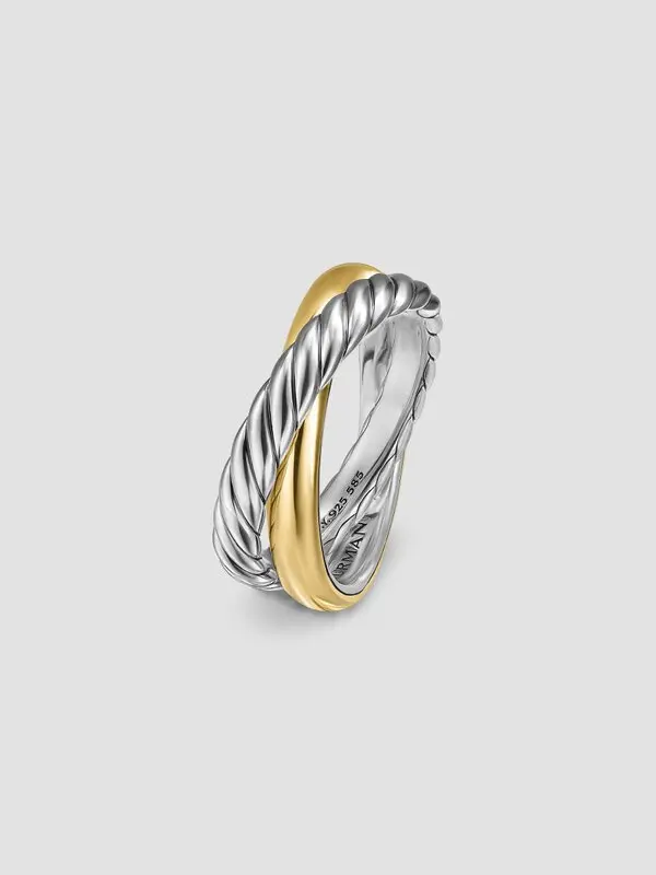 David Yurman Crossover Two Row Rotating Ring In Sterling