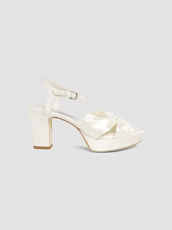 JIMMY CHOO Heloise 80mm Leather & Satin Platform Sandals