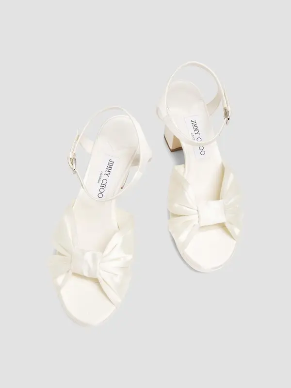 JIMMY CHOO Heloise 80mm Leather & Satin Platform Sandals