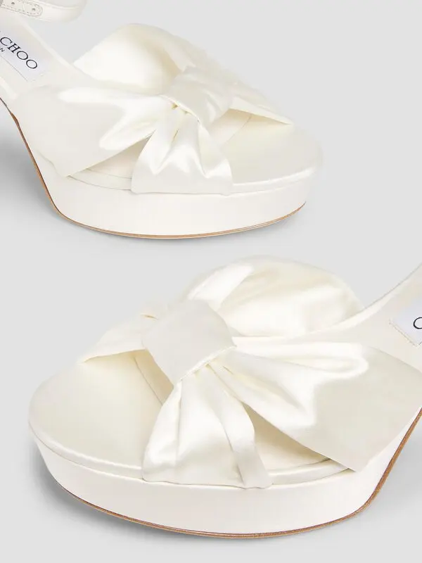 JIMMY CHOO Heloise 80mm Leather & Satin Platform Sandals