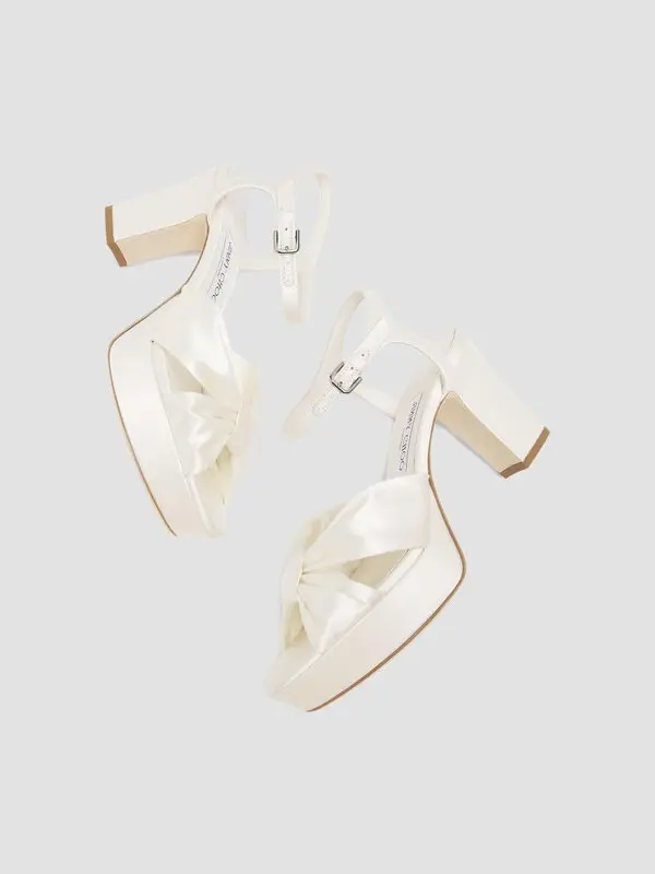 JIMMY CHOO Heloise 80mm Leather & Satin Platform Sandals