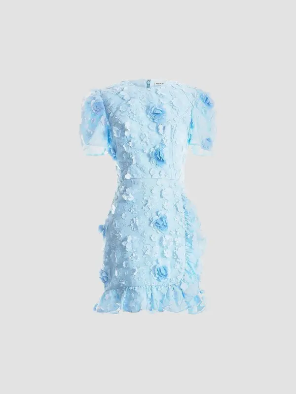 Dress The Population Brittany Floral Appliqué Minidress - Sky Multi