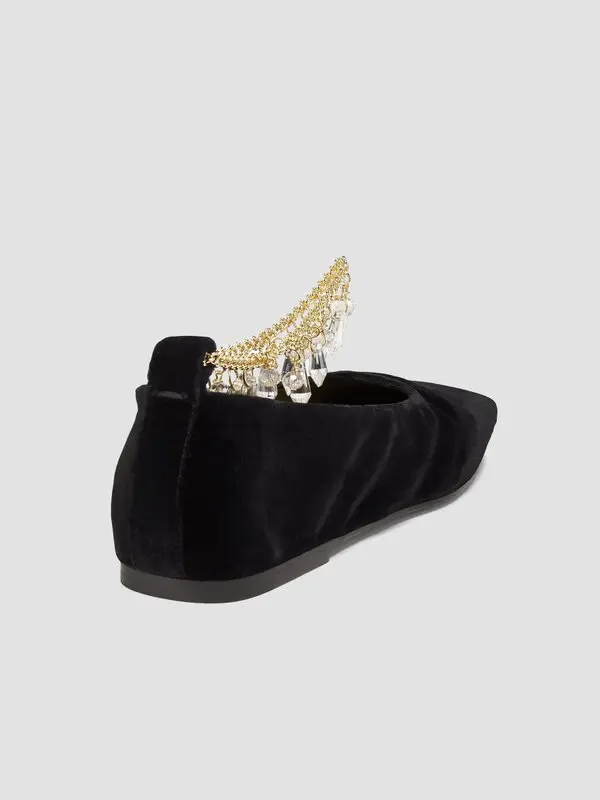MARIA LUCA Augusta Chain Velvet Ballet Flats