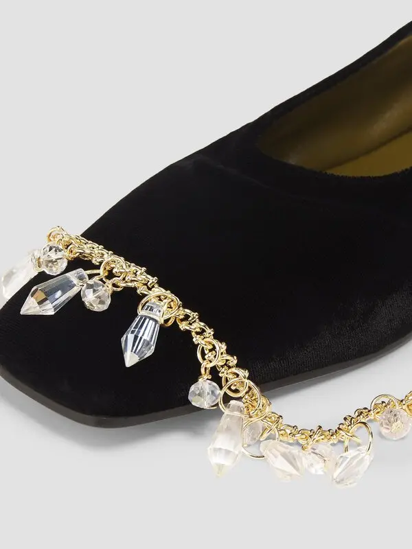 MARIA LUCA Augusta Chain Velvet Ballet Flats