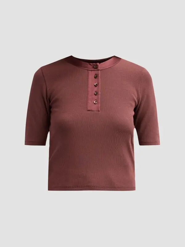 FRAME The Satin Trim Henley Top
