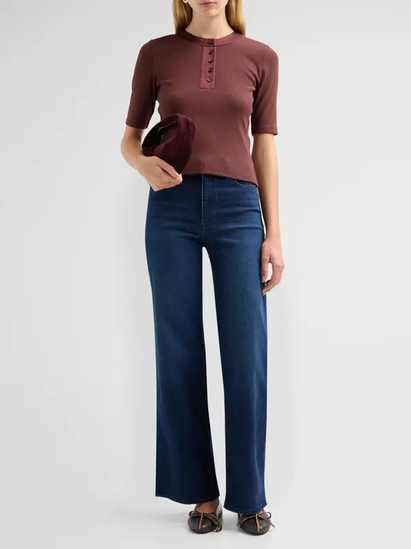 FRAME The Satin Trim Henley Top