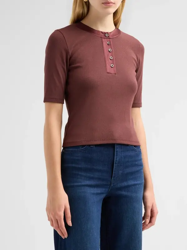 FRAME The Satin Trim Henley Top