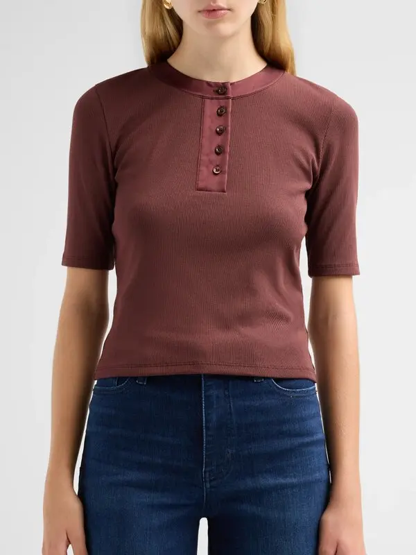 FRAME The Satin Trim Henley Top