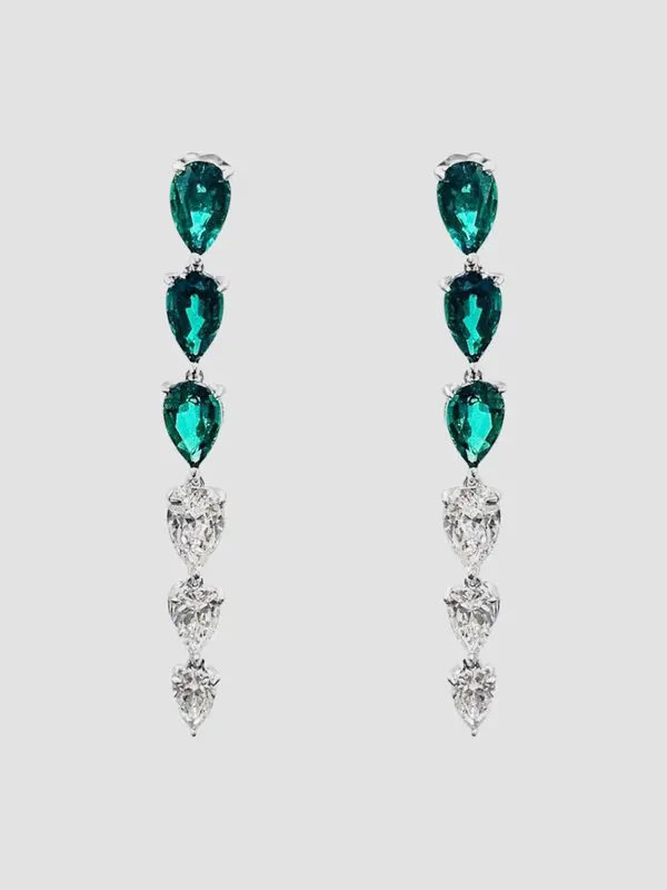 FANTASIA BY DESERIO Sterling Silver, 2.00 Tcw Lab-grown & 1.50 Tcw Cubic Zirconia Drop Earrings - Emerald