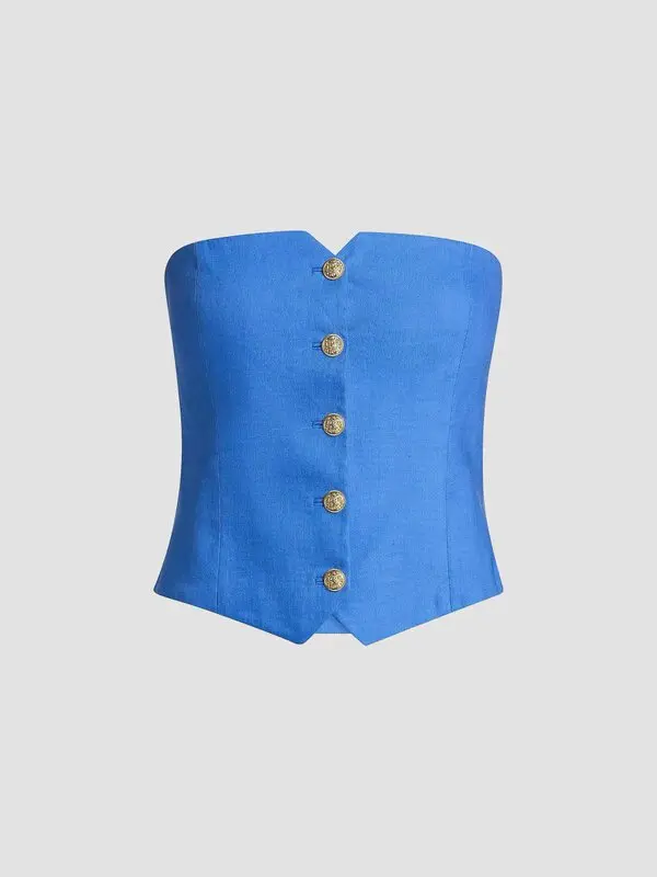 Alice + Olivia Kelcey Strapless Linen-blend Vest