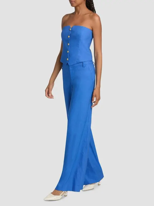Alice + Olivia Kelcey Strapless Linen-blend Vest