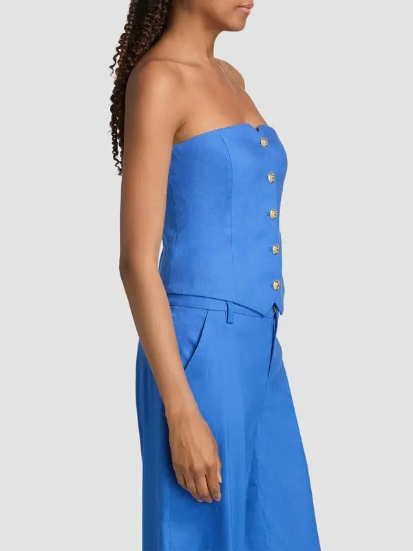 Alice + Olivia Kelcey Strapless Linen-blend Vest