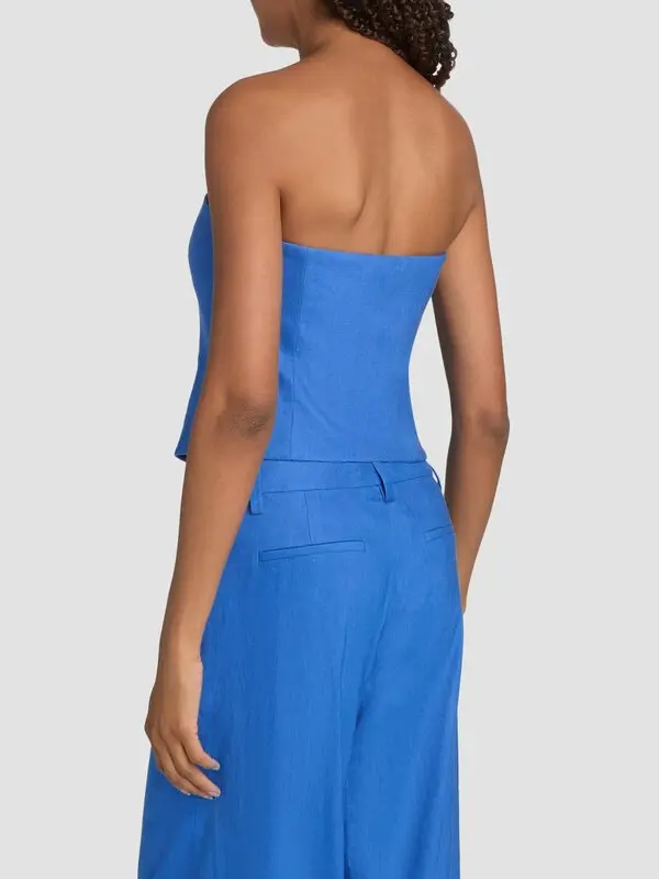 Alice + Olivia Kelcey Strapless Linen-blend Vest