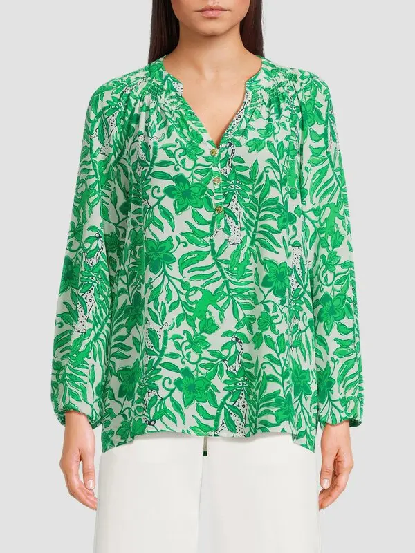 Lilly Pulitzer® Elsa Leafy Silk Top