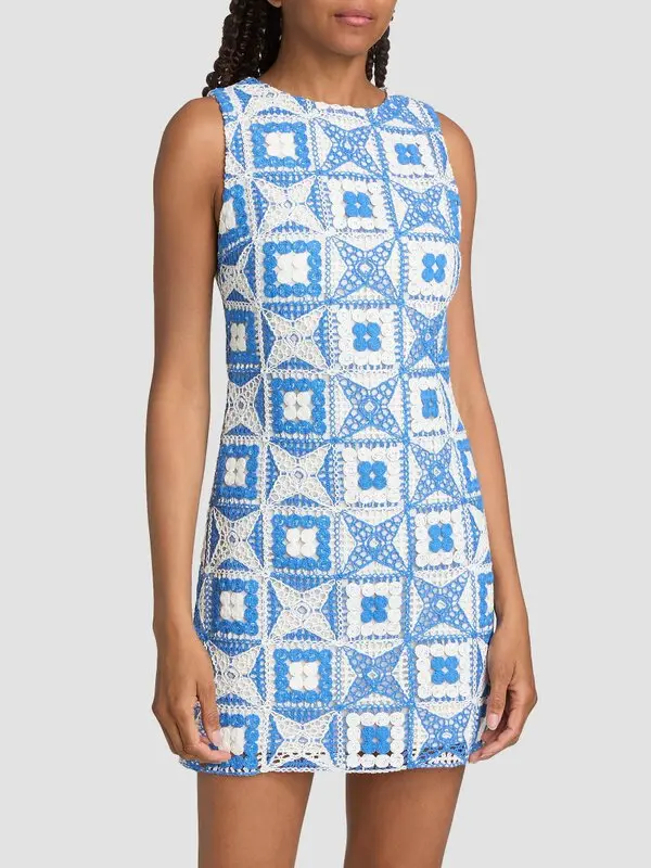 Alice + Olivia Clyde Geometric Cotton-blend Minidress
