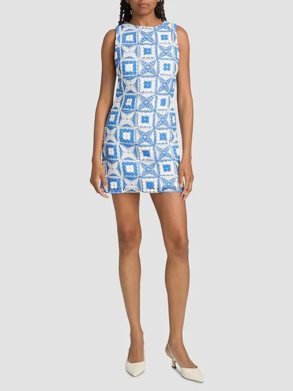 Alice + Olivia Clyde Geometric Cotton-blend Minidress