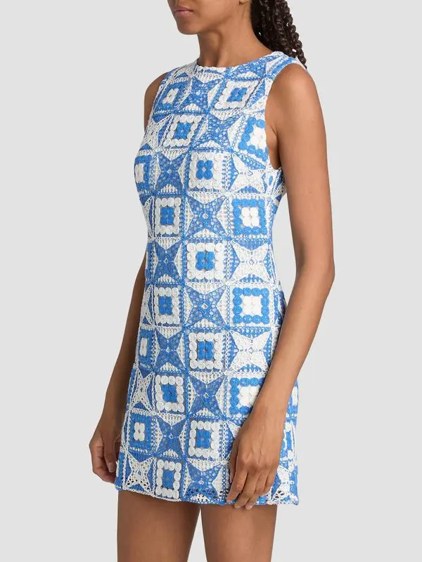 Alice + Olivia Clyde Geometric Cotton-blend Minidress