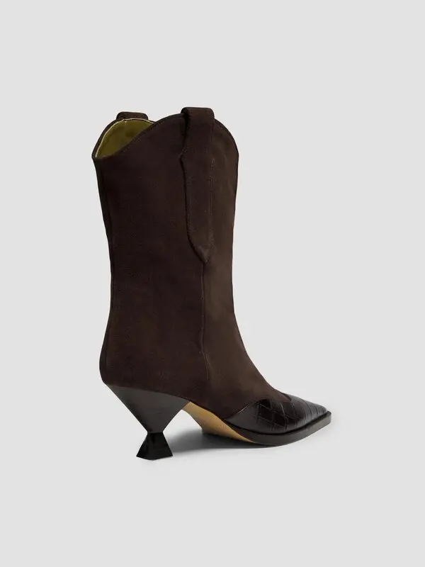 MARIA LUCA Nila 65mm Suede Booties - Dark Brown