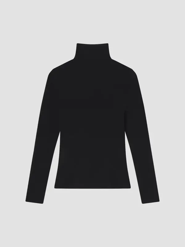 FRAME The Shadow Cotton Turtleneck - Black