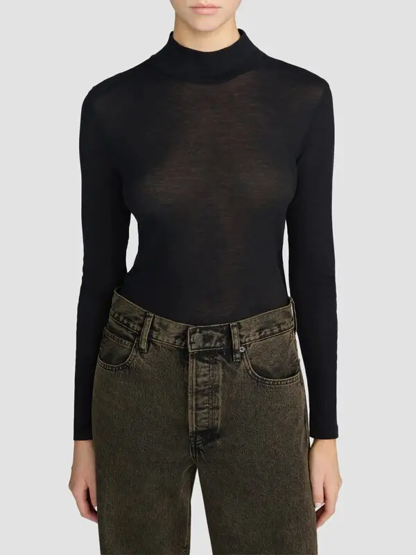 FRAME The Shadow Cotton Turtleneck - Black