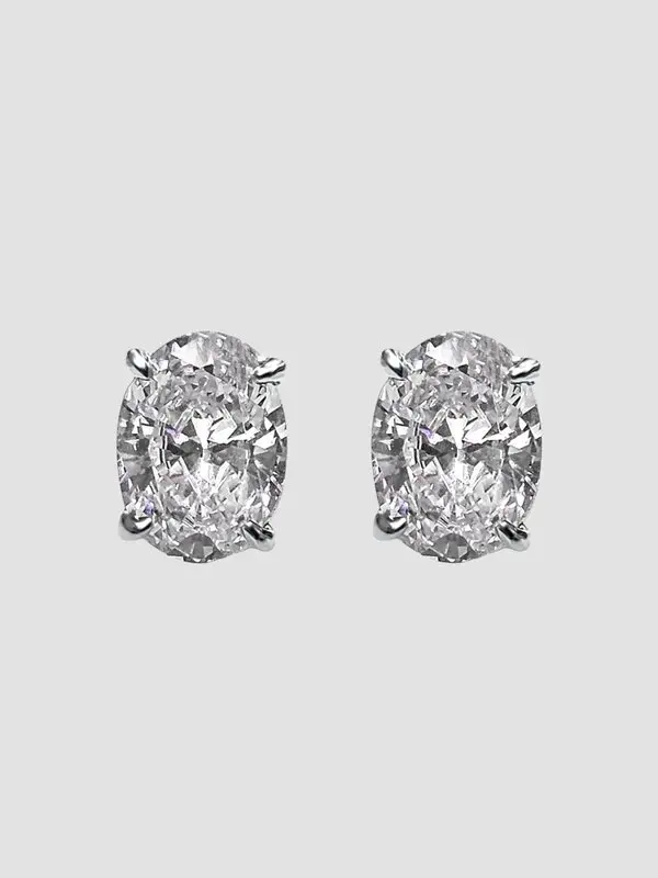 FANTASIA BY DESERIO Sterling Silver & 4.00 Tcw Oval Cubic Zirconia Stud Earrings - White