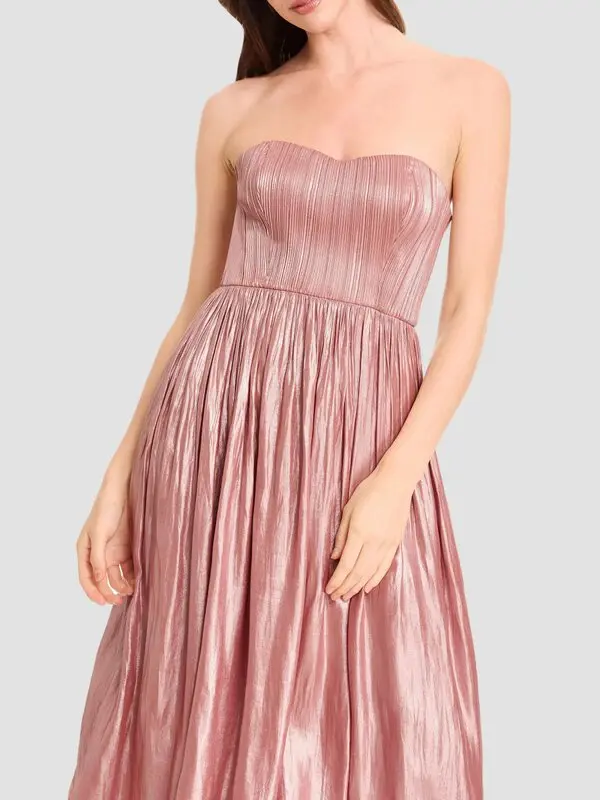 Dress The Population Tovah Satin Strapless Fit & Flare Midi-dress