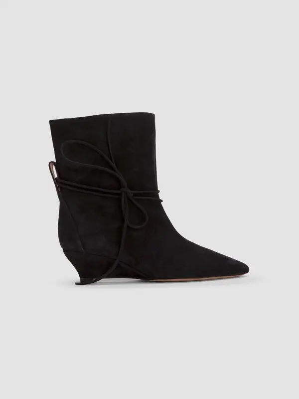 ODISSI Gemma Suede Wedge Boots - Black