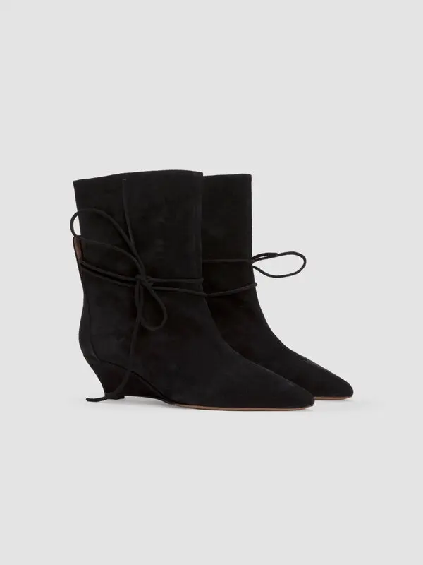 ODISSI Gemma Suede Wedge Boots - Black