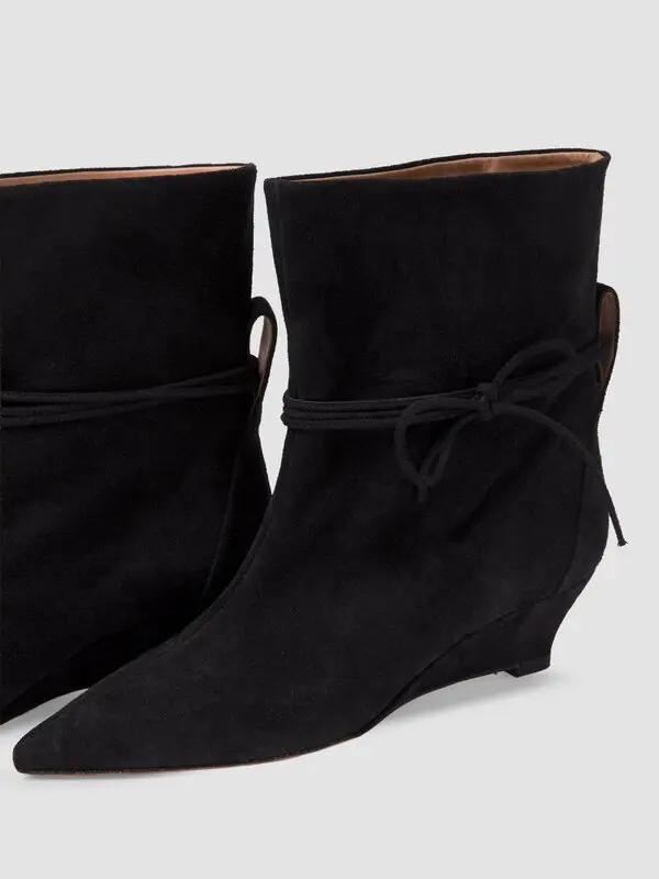 ODISSI Gemma Suede Wedge Boots - Black
